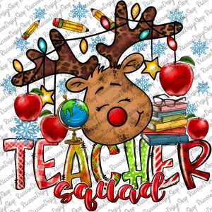 Teacher Squad Png, Reindeer Buffalo Plaid Christmas Png, Reindeer ...