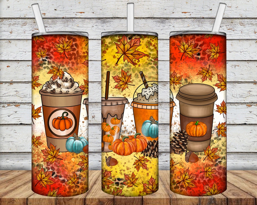 Fall Coffee Drink Tumbler Png,fall Tumbler Png, 20oz Skinny Tumbler ...
