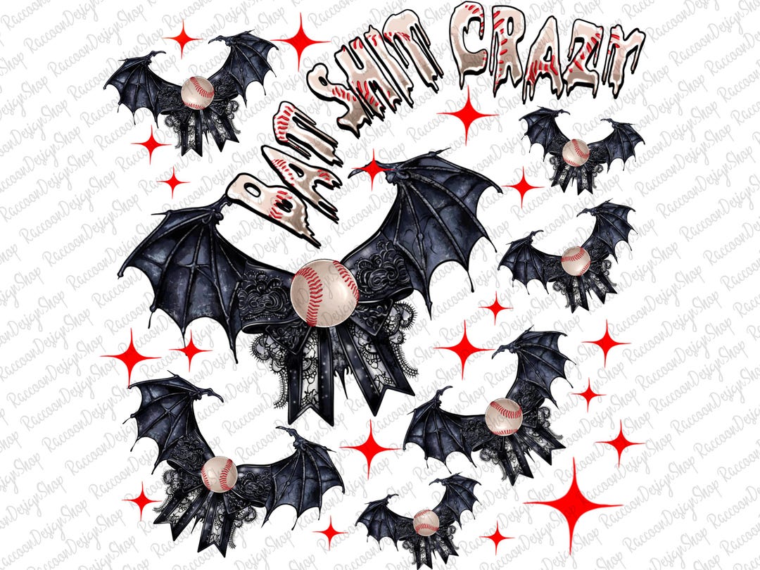 Halloween Bat Shit Crazy Baseball Coquette Bow Png,baseball Halloween ...