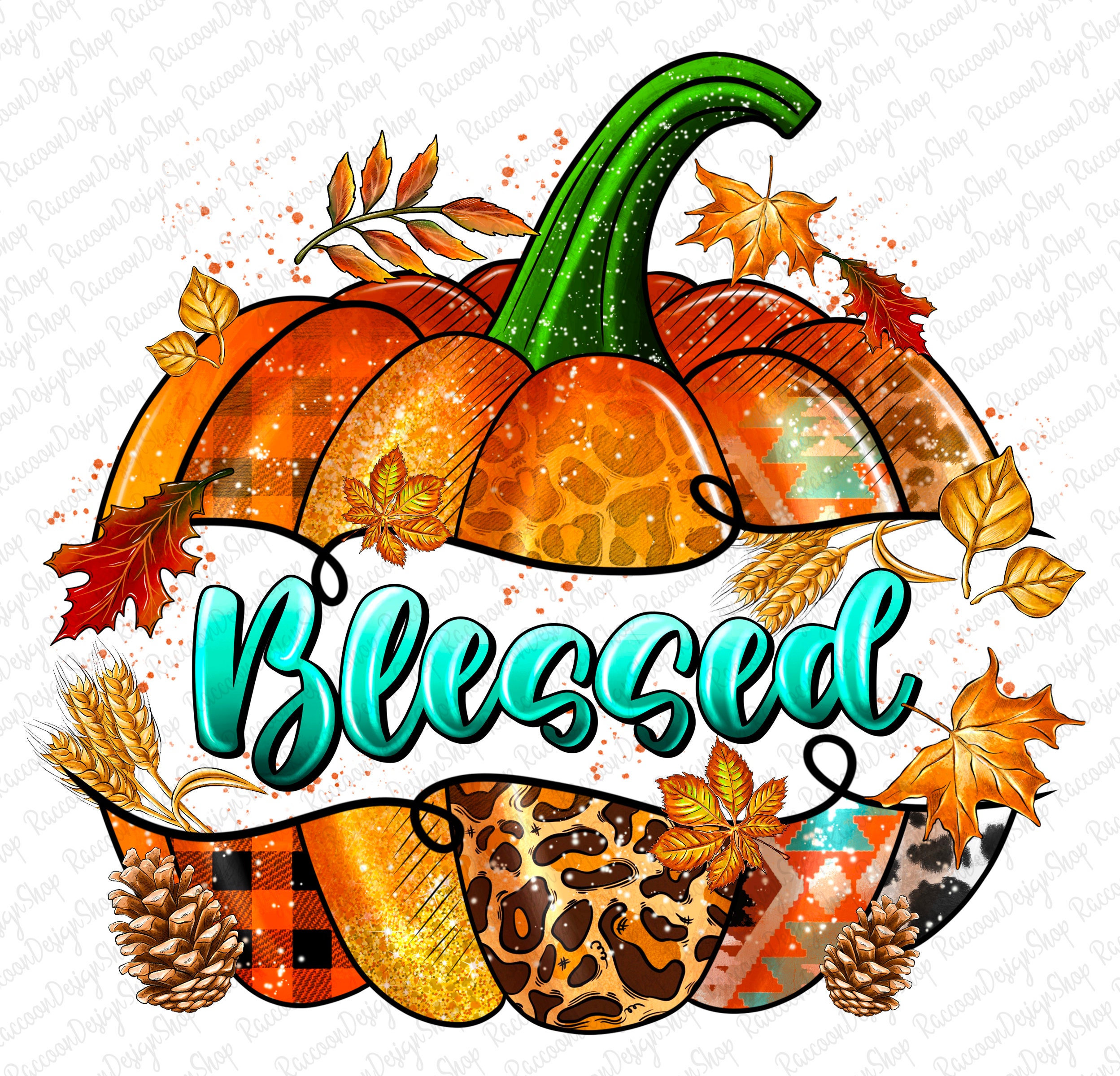 Blessed Pumpkin Png Sublimation Design Download, Western Pumpkin Png ...