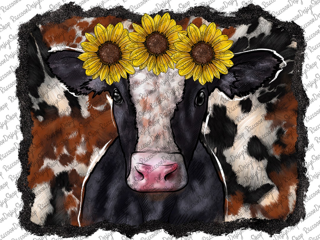 Cow With Sunflowers, Farm Animals Watercolor, Farmer Design, Farm ...
