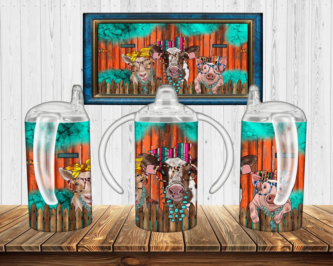 Farm Animals 12oz Sippy Cup Sublimation, Straight Sippy Cup Sublimation ...