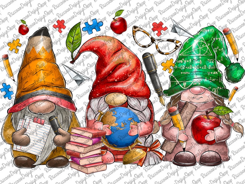 Teacher Gnomes Png Teacher's Day Png Back to School Png - Etsy