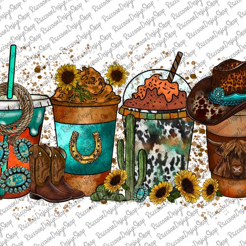 Western Coffee Drink Png Western Sublimation Designs Desert - Etsy