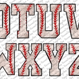 Baseball Alphabet Letters PNG Bundle, Baseball Sports Doodle Letters ...