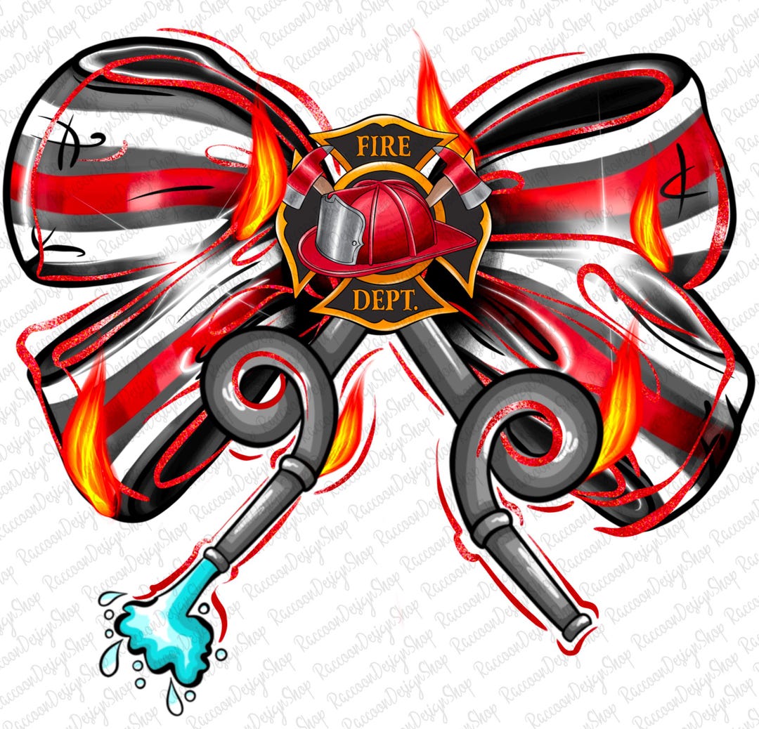 Firefighter Coquette Bow Png, Firefighter Png,firefighter Bow Png,fire ...