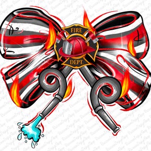 Firefighter Coquette Bow Png, Firefighter Png,firefighter Bow Png,fire ...