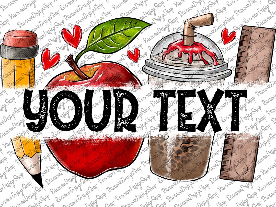 Teacher Split Frame Png, School Bus, Add Your Own Name, Pencils Crayons ...