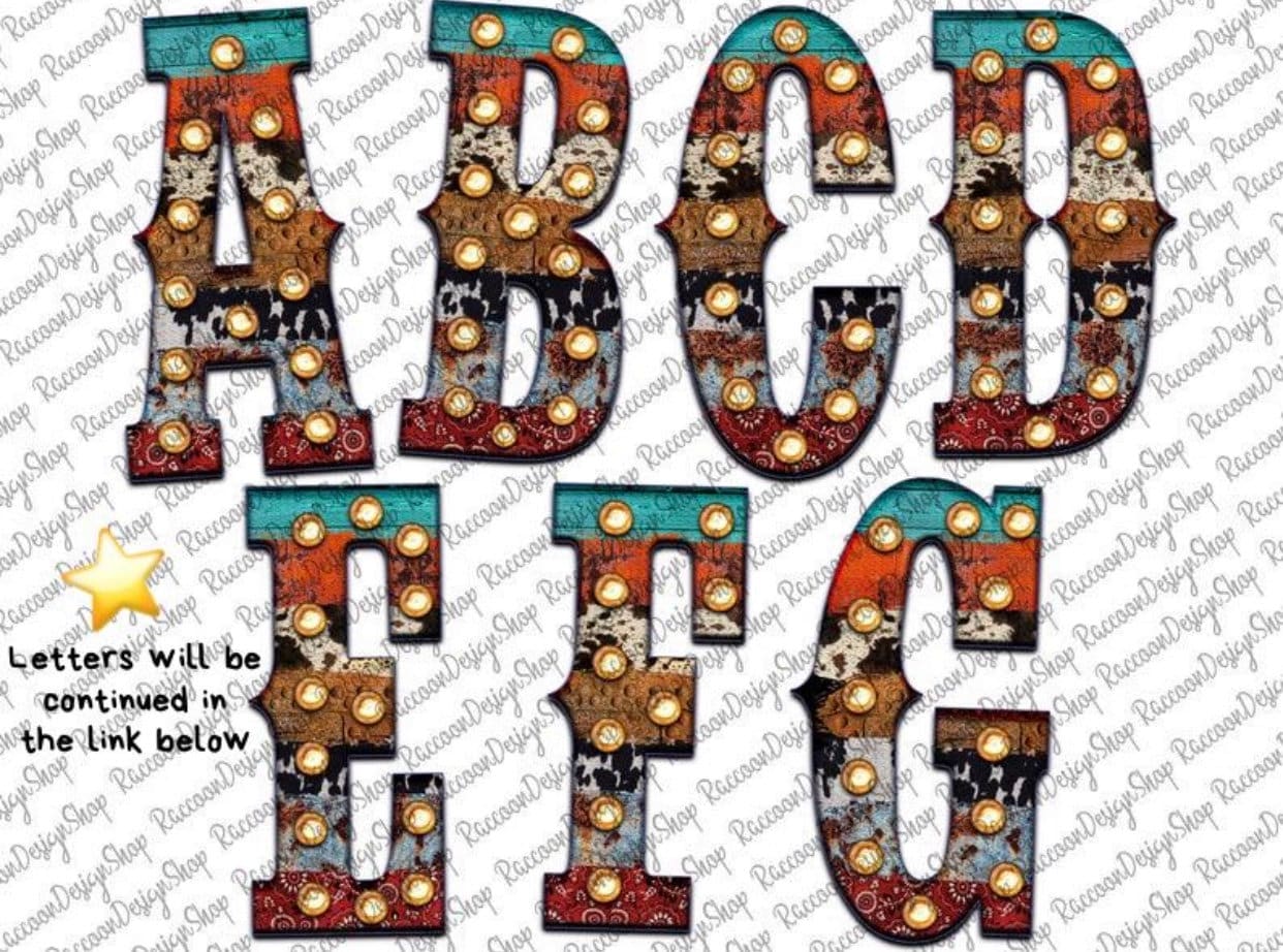 Western Alphabetfont Letterswestern Alphabetwestern - Etsy
