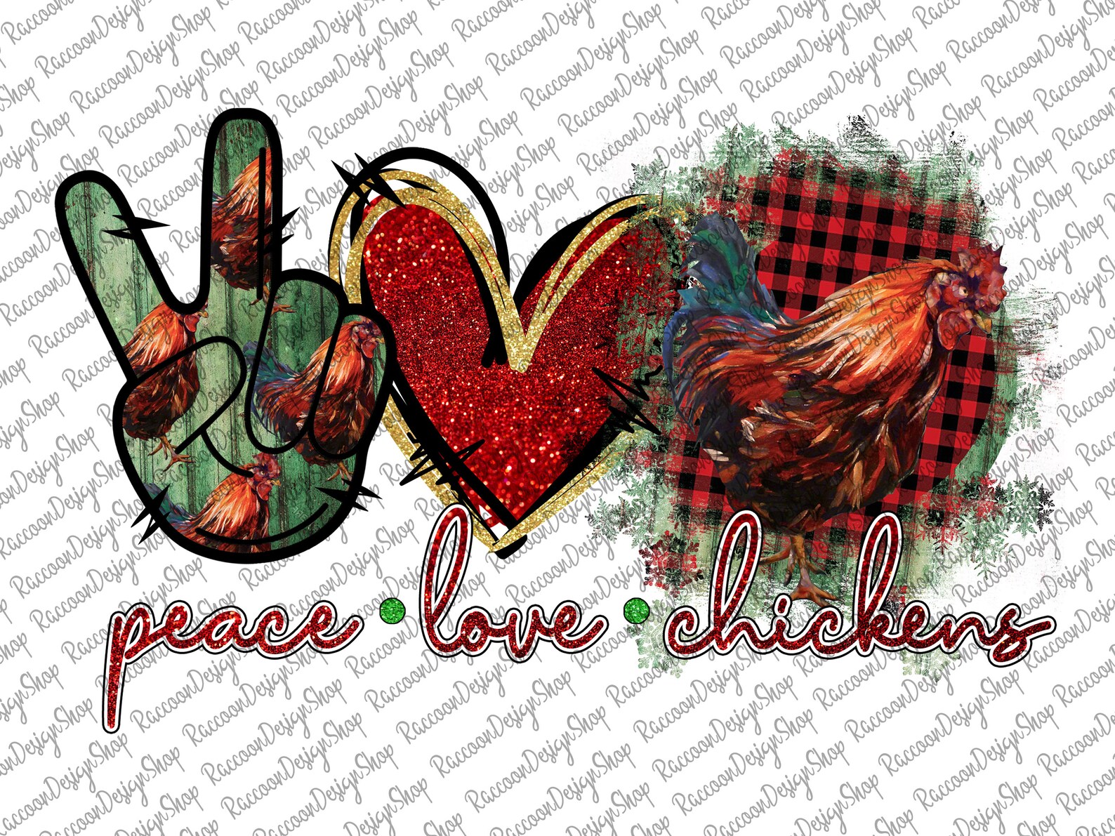 Peace Love Chickens Christmas Png Chickens Farmer | Etsy