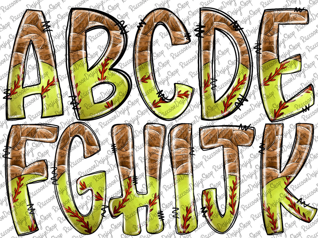 Softball Letters PNG With Leopard and Ball Stitching Background Pattern ...