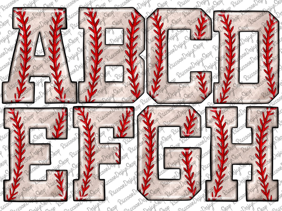 Baseball Alphabet Letters PNG Bundle, Baseball Sports Doodle Letters ...