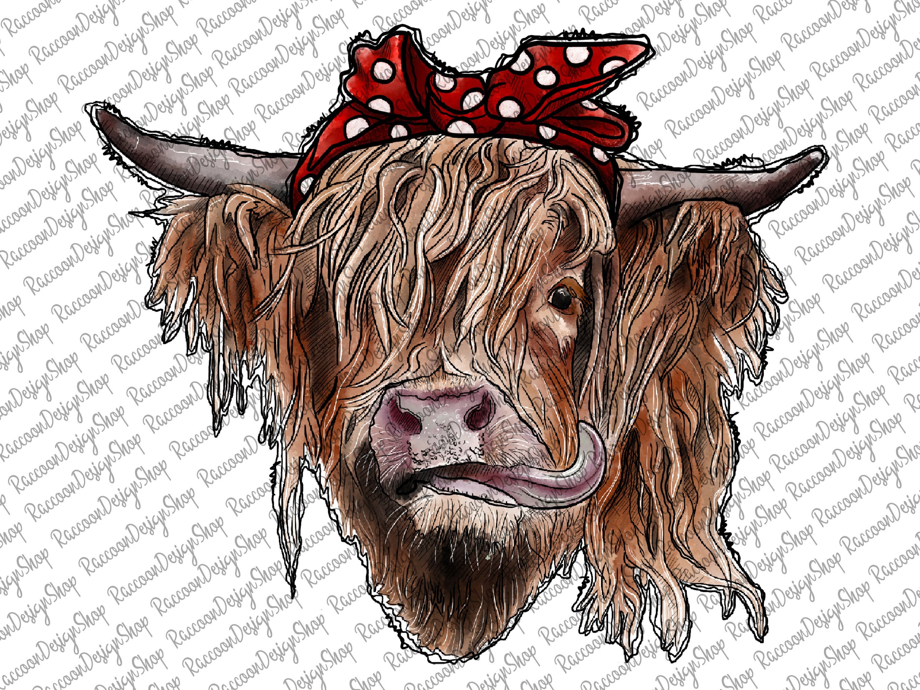 Cow With Bandana Png Hand Drawn Sublimation Png Digital - Etsy