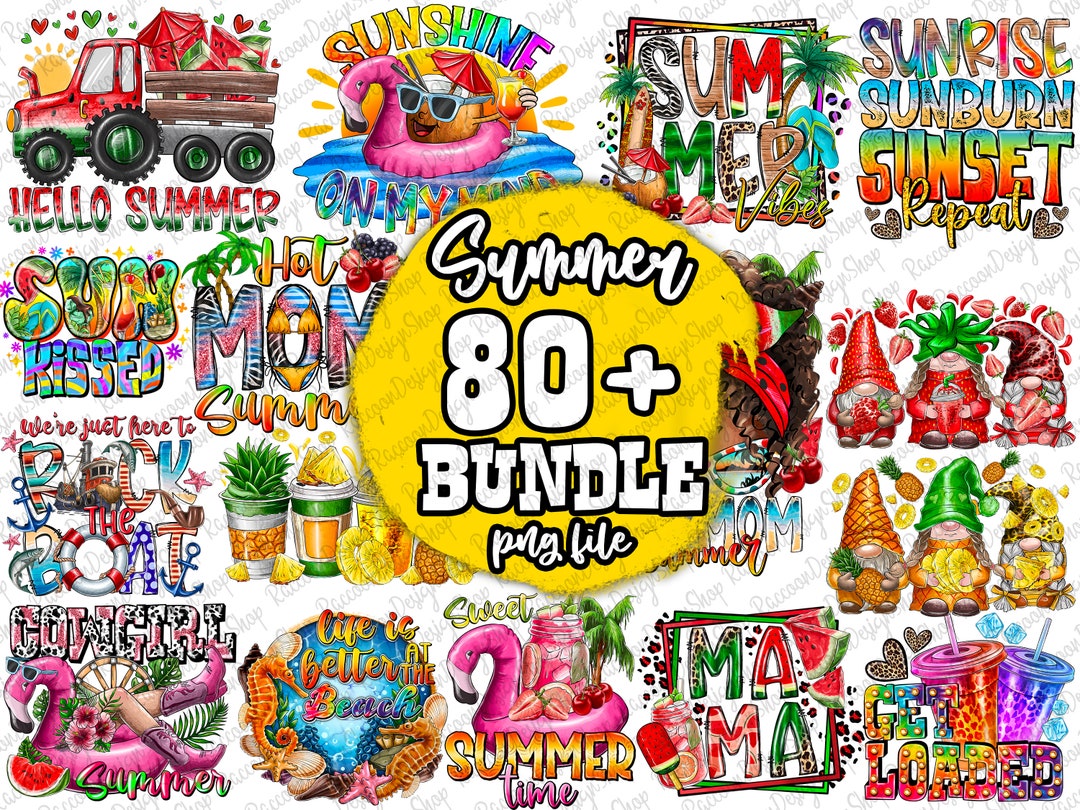 80 Summer Bundle Png, Hello Summer, Summer Life Png, Beach Life, Bundle ...