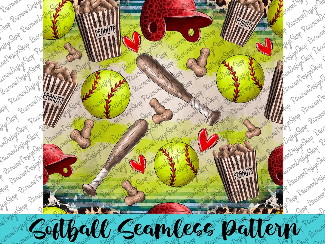 Softball Seamless Pattern Png,digital Paper,seamless Digital Paper ...