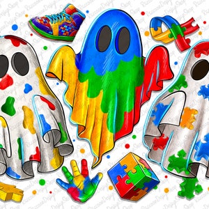 Autism Halloween Ghosts Png,halloween Autism Awareness Png,autism ...