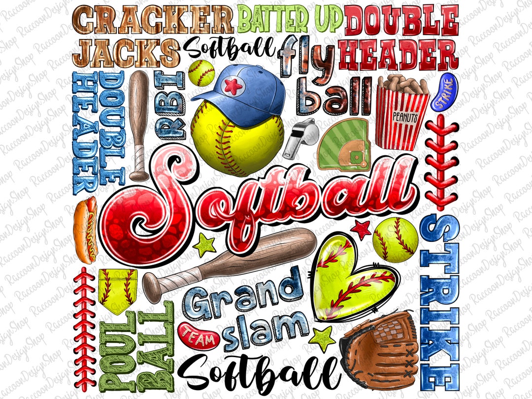 Softball Png,softball Sublimation Design,softball Clipart,softball ...