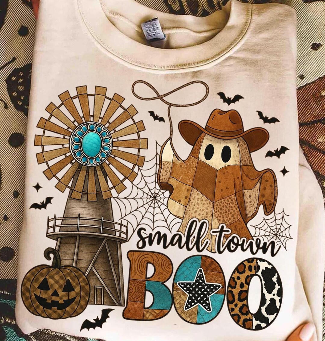 Small Town Boo Png,cowgirl Ghost Halloween Design,rustic Halloween ...