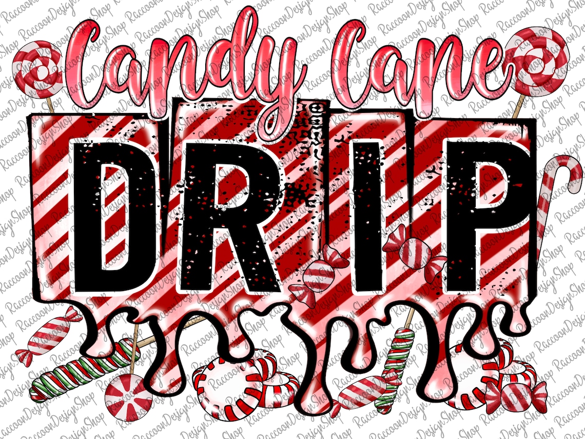 Candy Cane Drip Png Candy Png Christmas Png Digital - Etsy