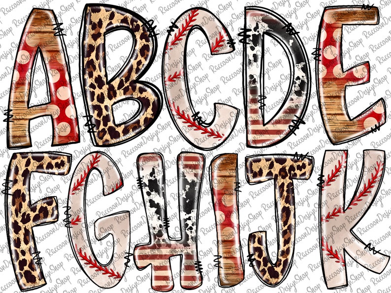 Baseball Alphabet Letters PNG Bundle Baseball Sports Doodle - Etsy