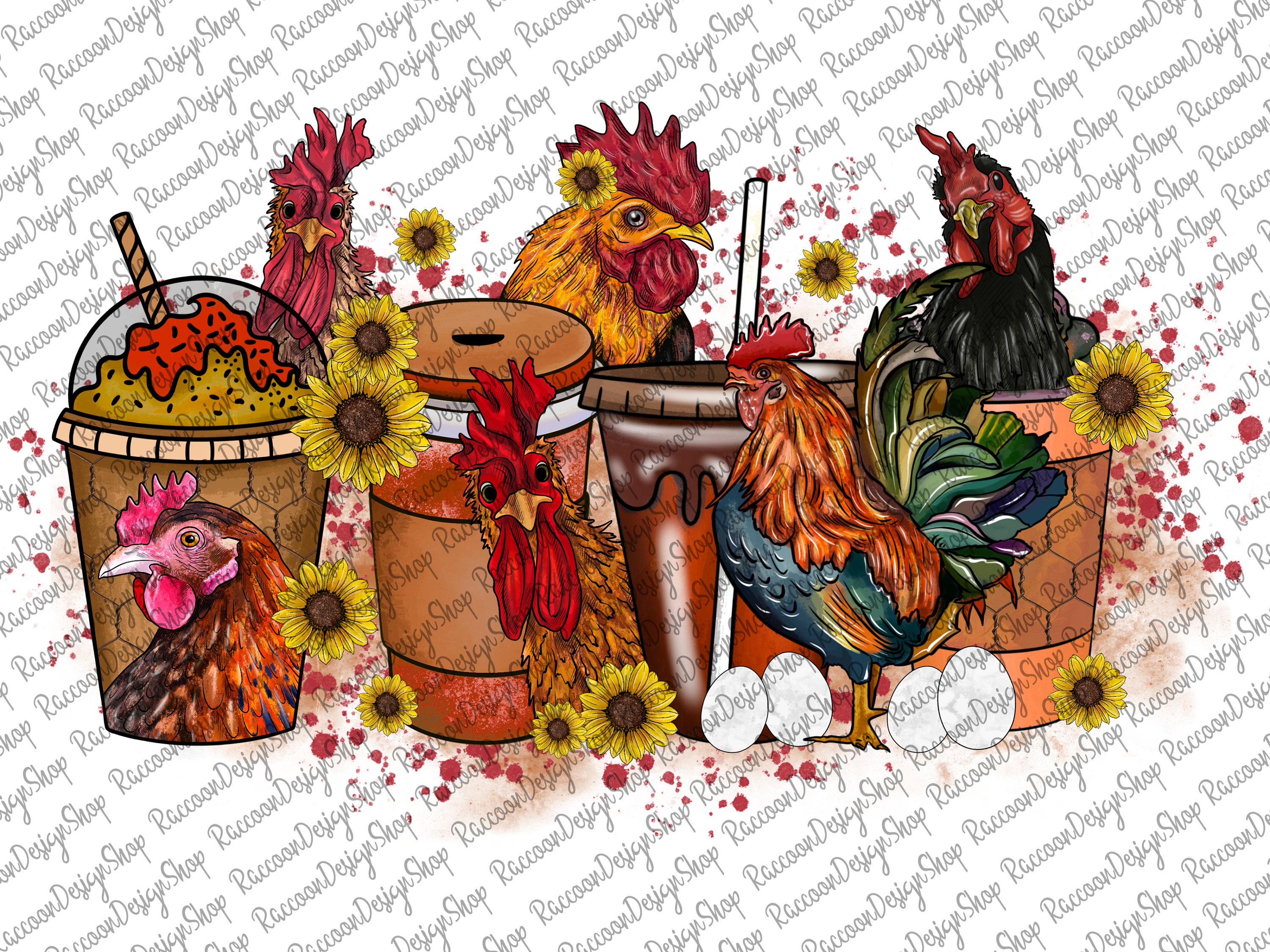 Chicken Coffee Drink Pngchicken Sublimation Designschicken - Etsy