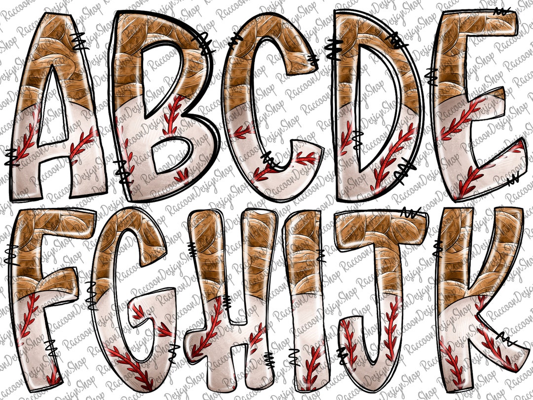 Baseball Alphabet Letters PNG Bundle, Baseball Sports Doodle Letters ...