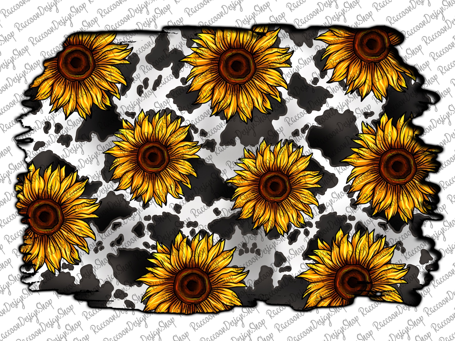 Cowhide and Sunflower Pattern Png , Western Pattern, Cowhide Png ...
