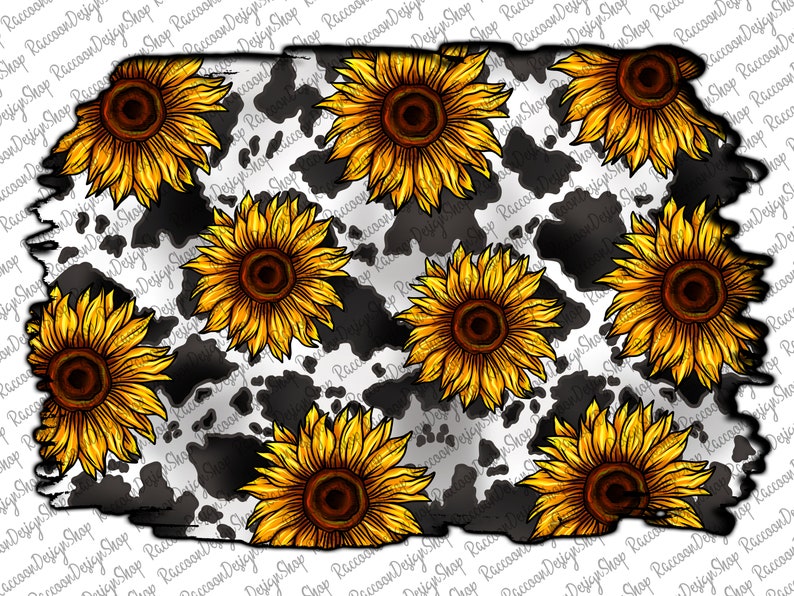 Cowhide and Sunflower Pattern Png , Western Pattern, Cowhide Png ...