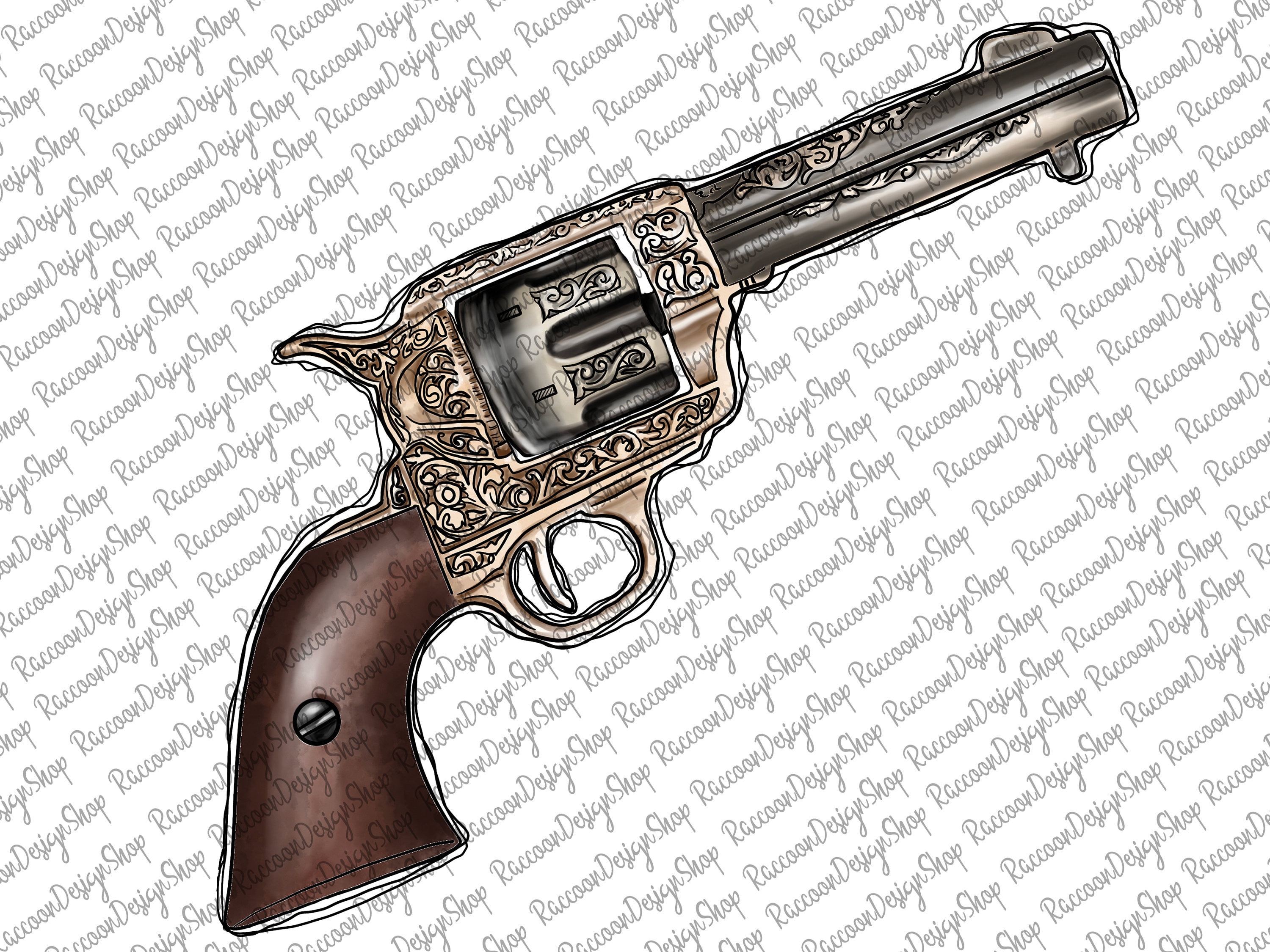 Western Revolver Drawing