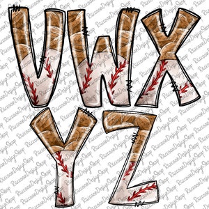 Baseball Alphabet Letters PNG Bundle, Baseball Sports Doodle Letters ...