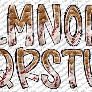 Baseball Alphabet Letters PNG Bundle, Baseball Sports Doodle Letters ...