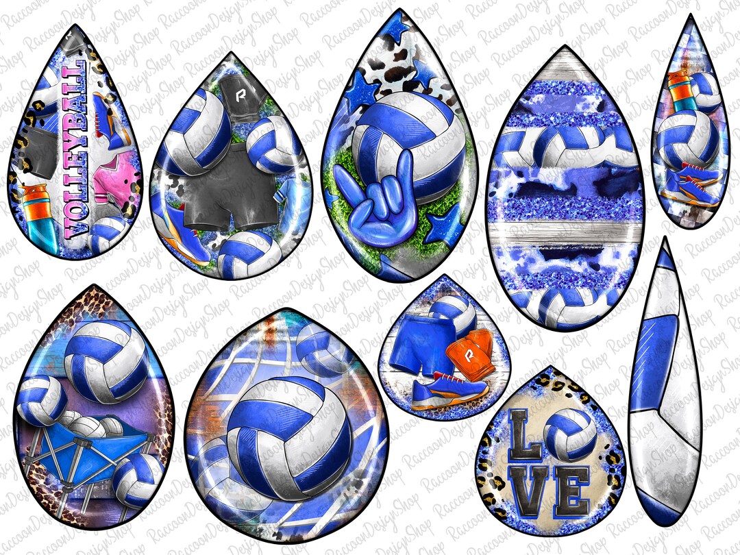 Volleyball Teardrop Earrings Png Sublimation Design Bundle, Volleyball ...