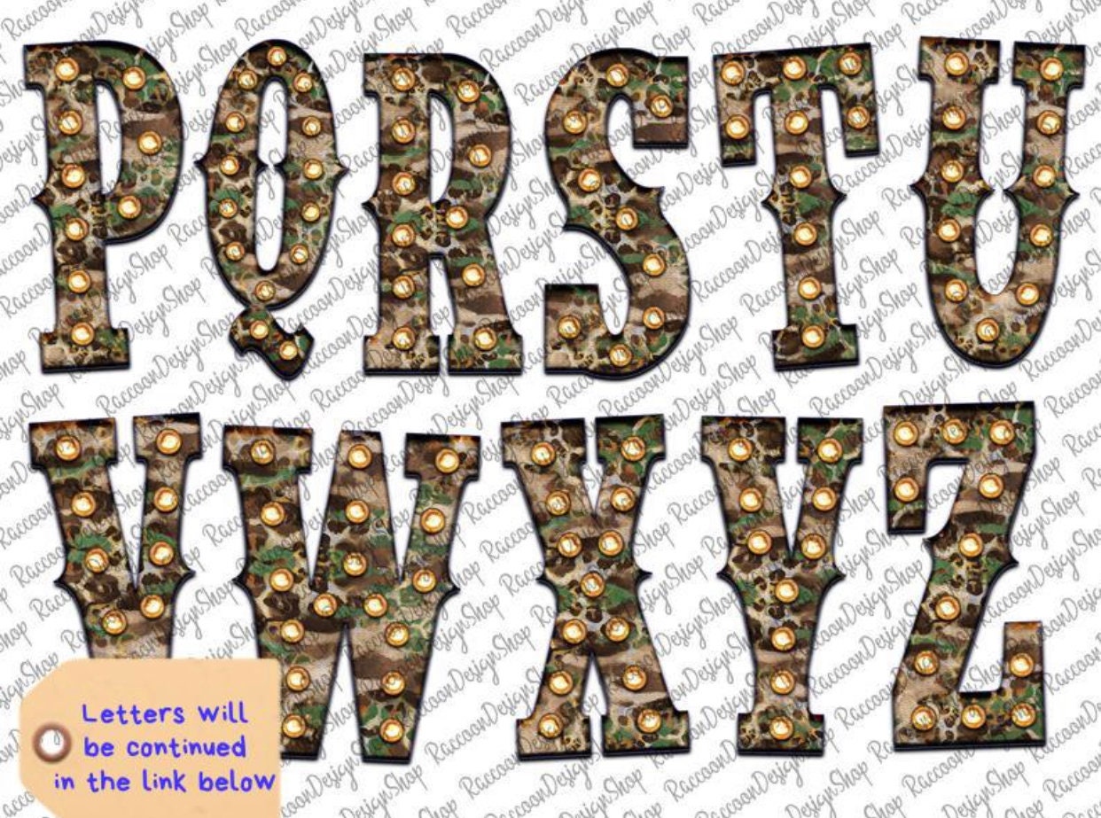 Camo AlphabetFont LettersCamouflage AlphabetCamouflage | Etsy