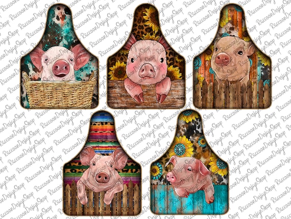 Pig Cow Tag Png Western Design Cow Tag Serape Cow Tag | Etsy