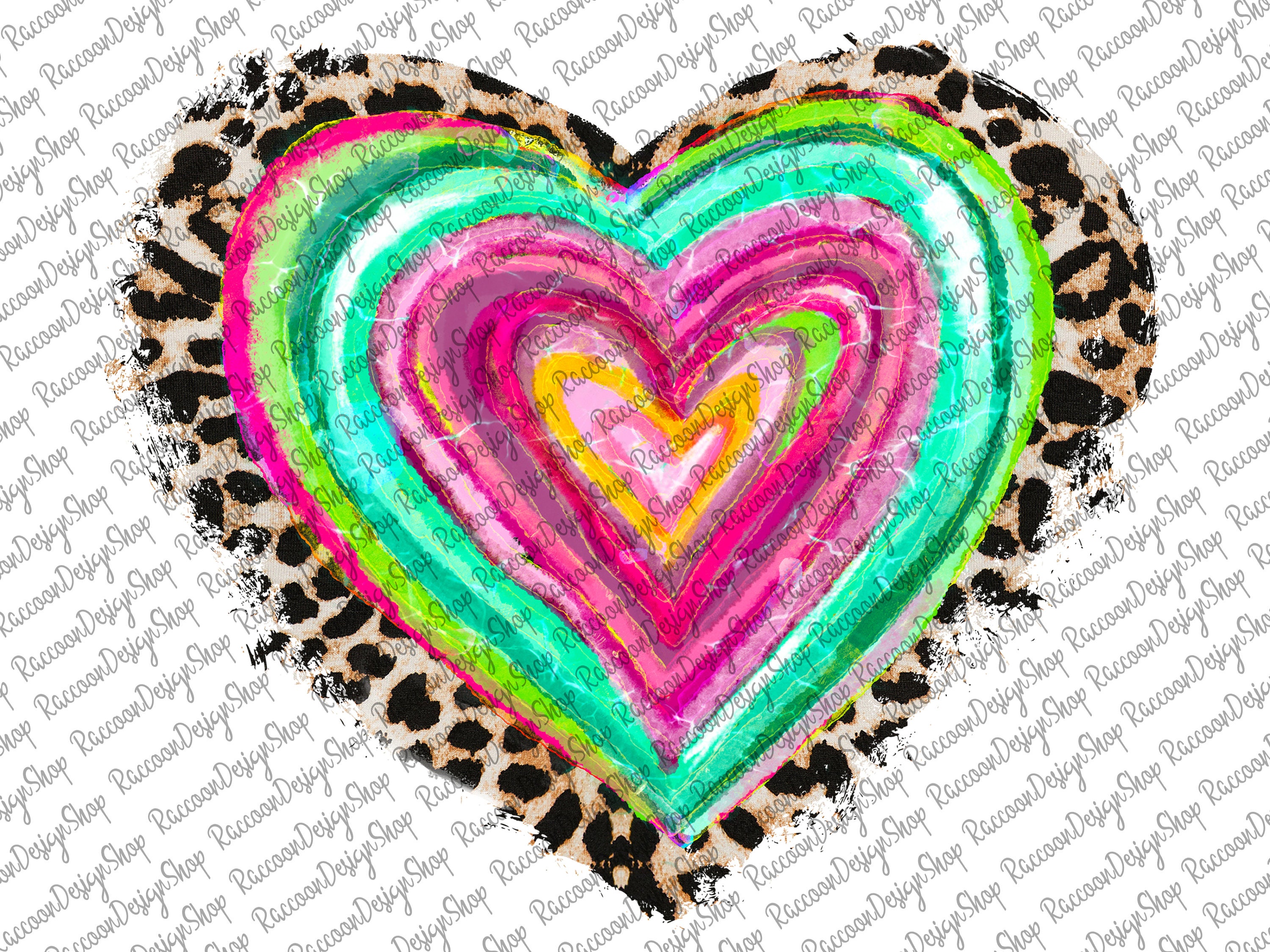 Valentines Day Colorful Heart and Leopard Png, Valentine's Sublimation ...