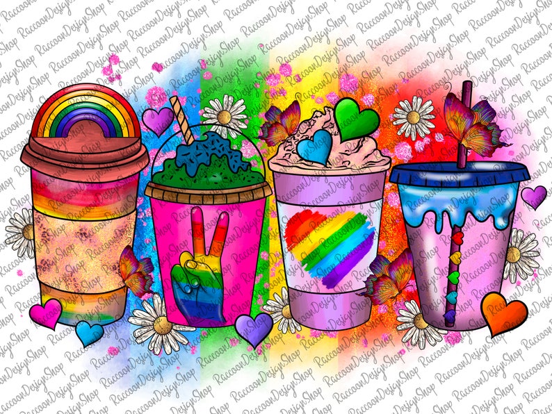 Lgbt Coffee Drink Png, Sublimation Designs, Peace, Orange Pumpkin Latte ...