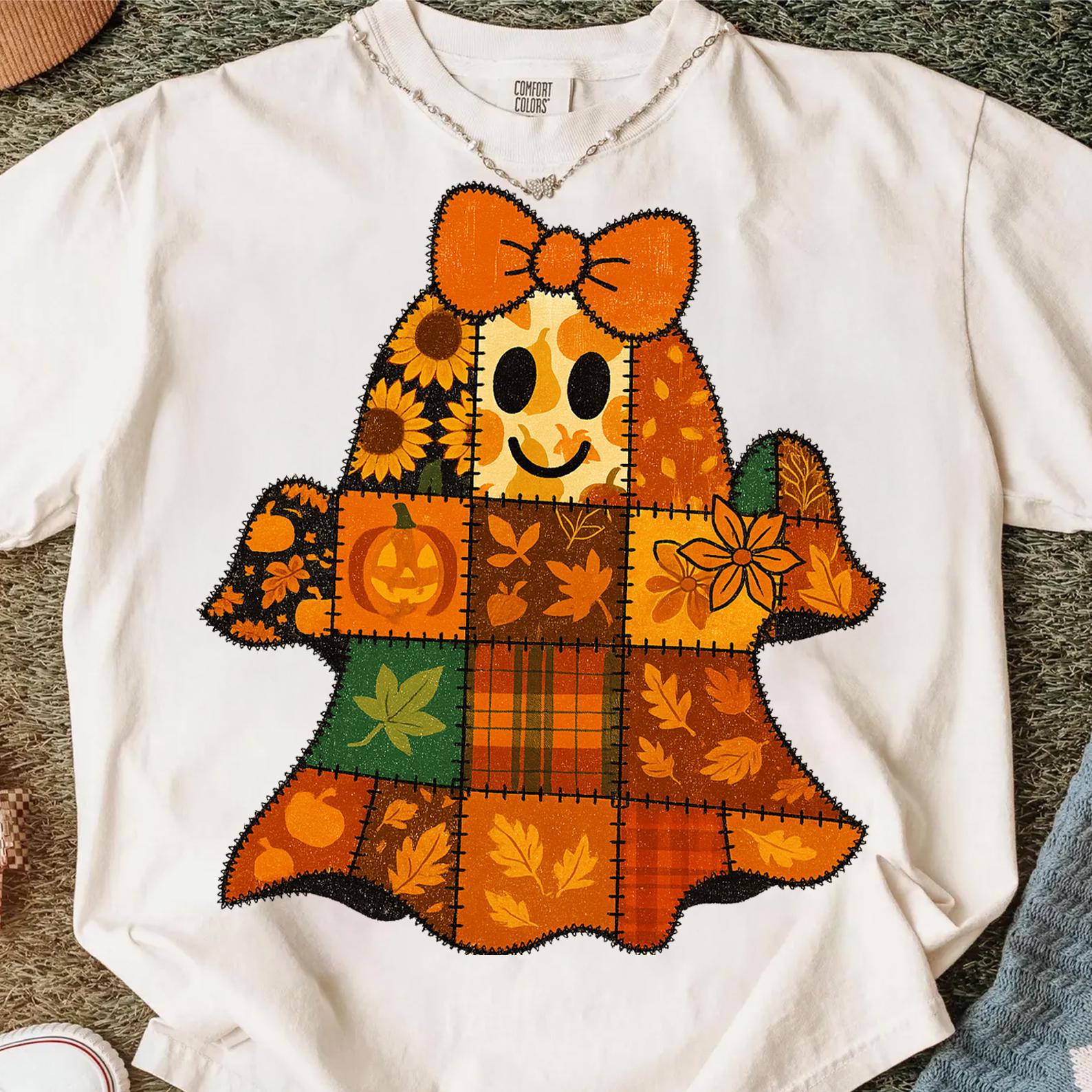 Patchwork Spooky Season Png, Halloween Ghost Patchwork Png, Fall ...