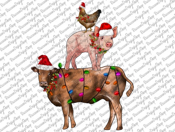 Merry Christmas Farm Animals Png Christmas Animals Digital | Etsy