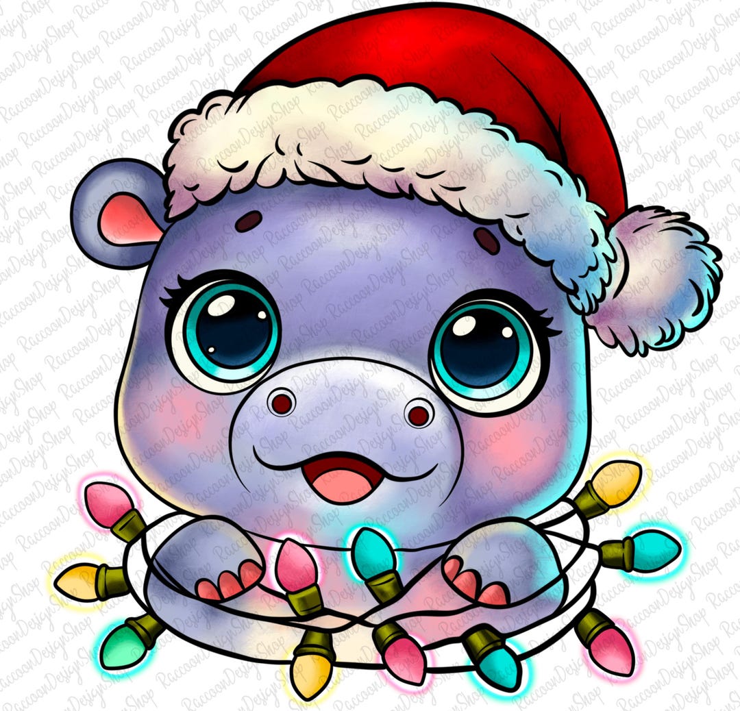Moo Deng PNG, Hippopotamus Christmas Png, Hippo Christmas Png, Cute ...