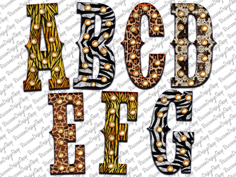 Animal Print Alphabetfont Lettersanimal Print - Etsy