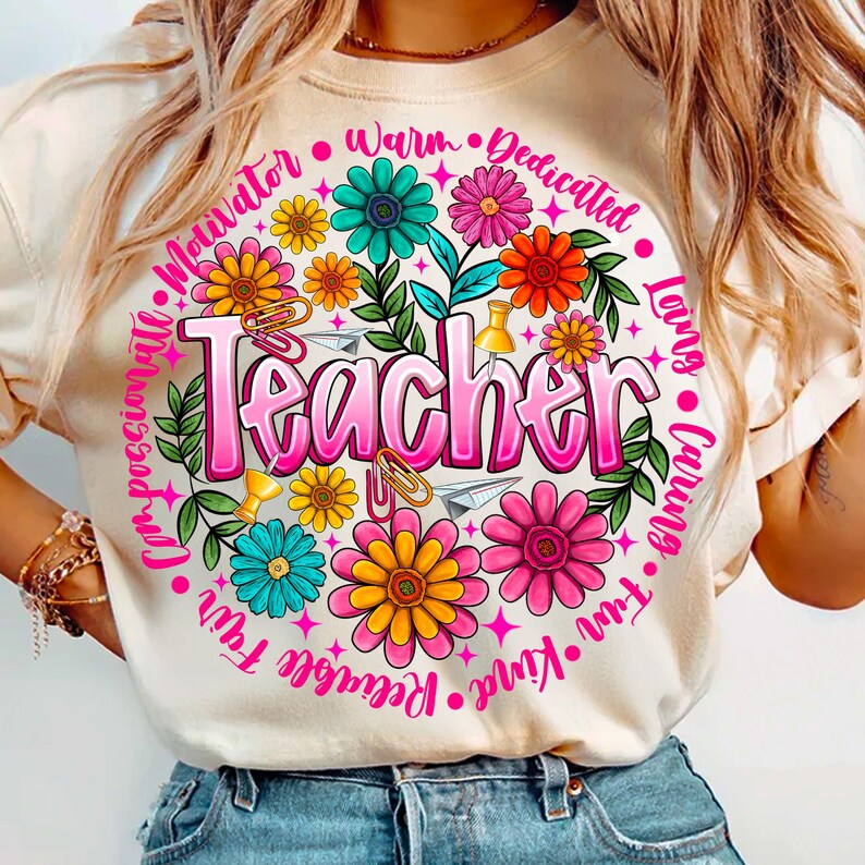 Floral Teacher Png, Teacher Appreciation, Teacher Png Sublimation ...