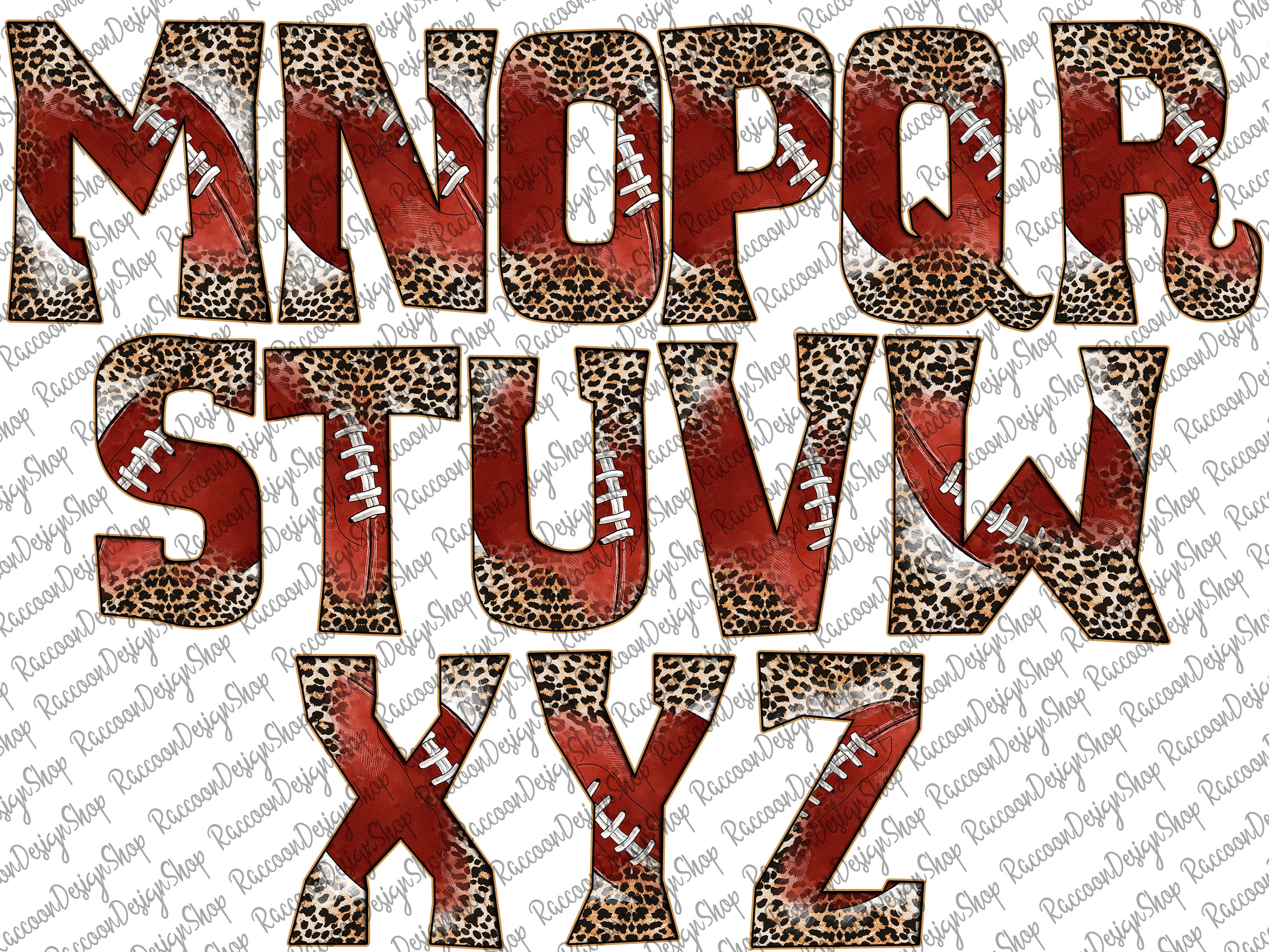 American Football Font Football PNG Letters and Numbers - Etsy
