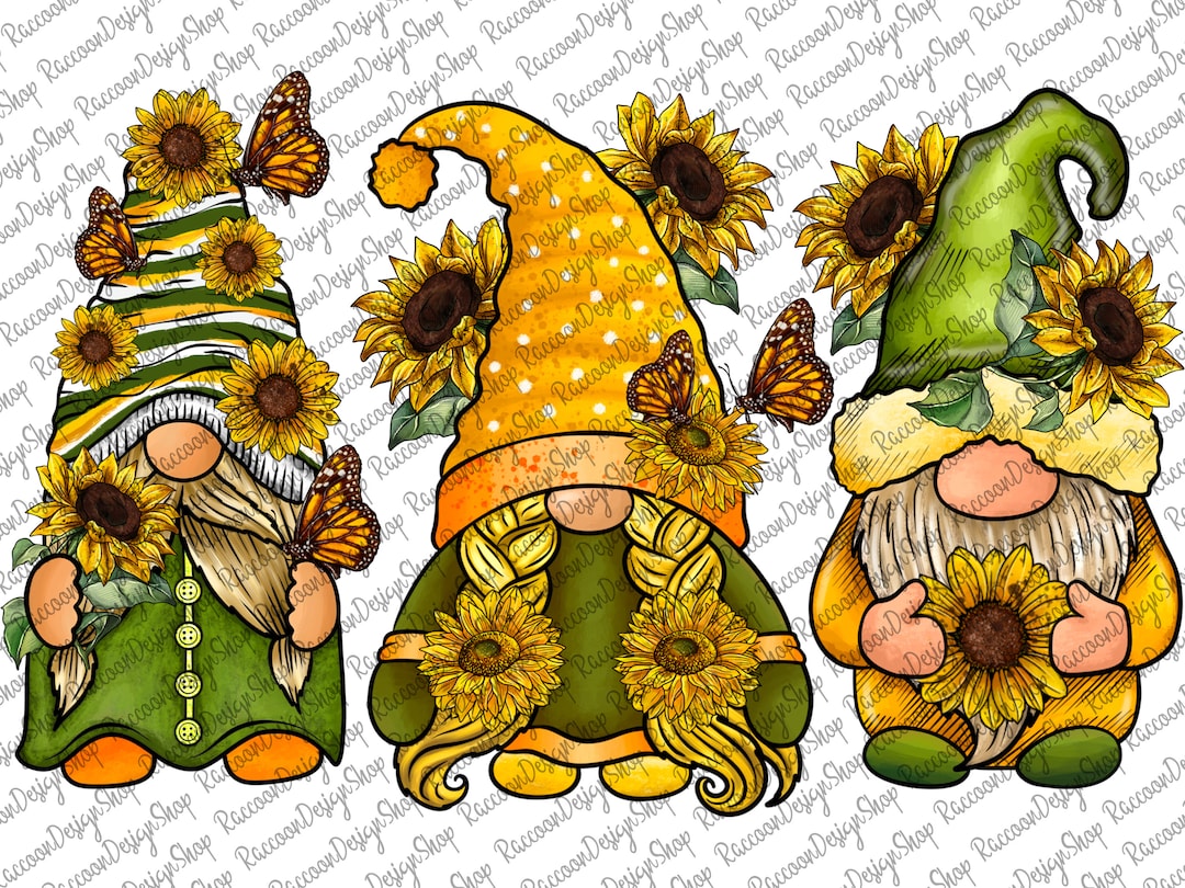 Sunflower Gnome PNG Clipart, Garden Gnome Cute Watercolor Clipart ...