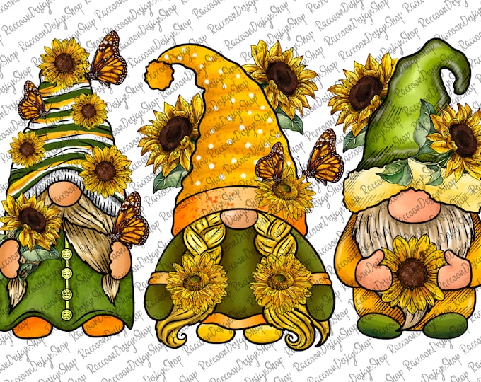 26 Png,sunflower Gnome Clipart Bundle,garden Gnome Watercolor Clipart ...