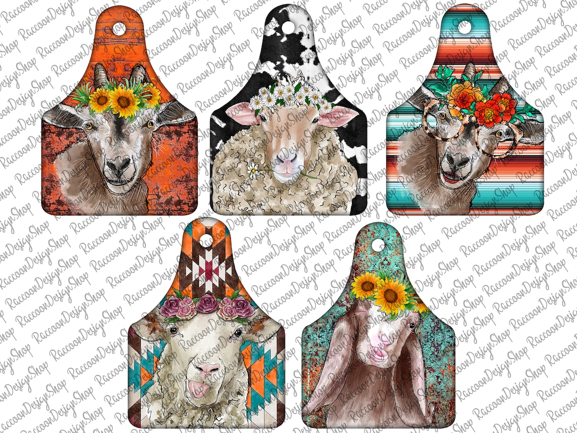 Goat With Sheep Tag ,cow Show Tag Png, Western Design,goat Tag Cowhide ...