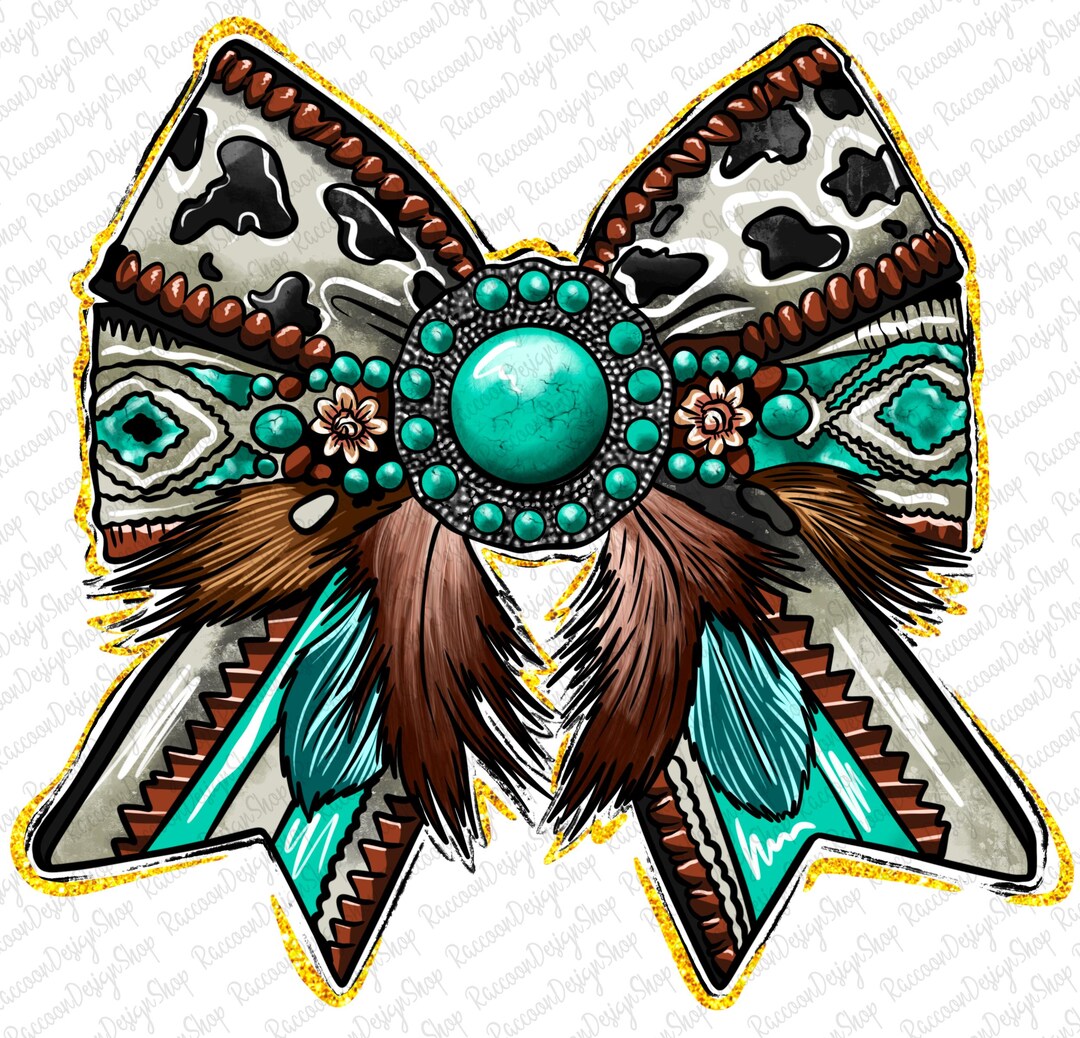 Western Coquette Bow Png, Howdy Brown Leather Bow Png, Cowhide Bow Png ...