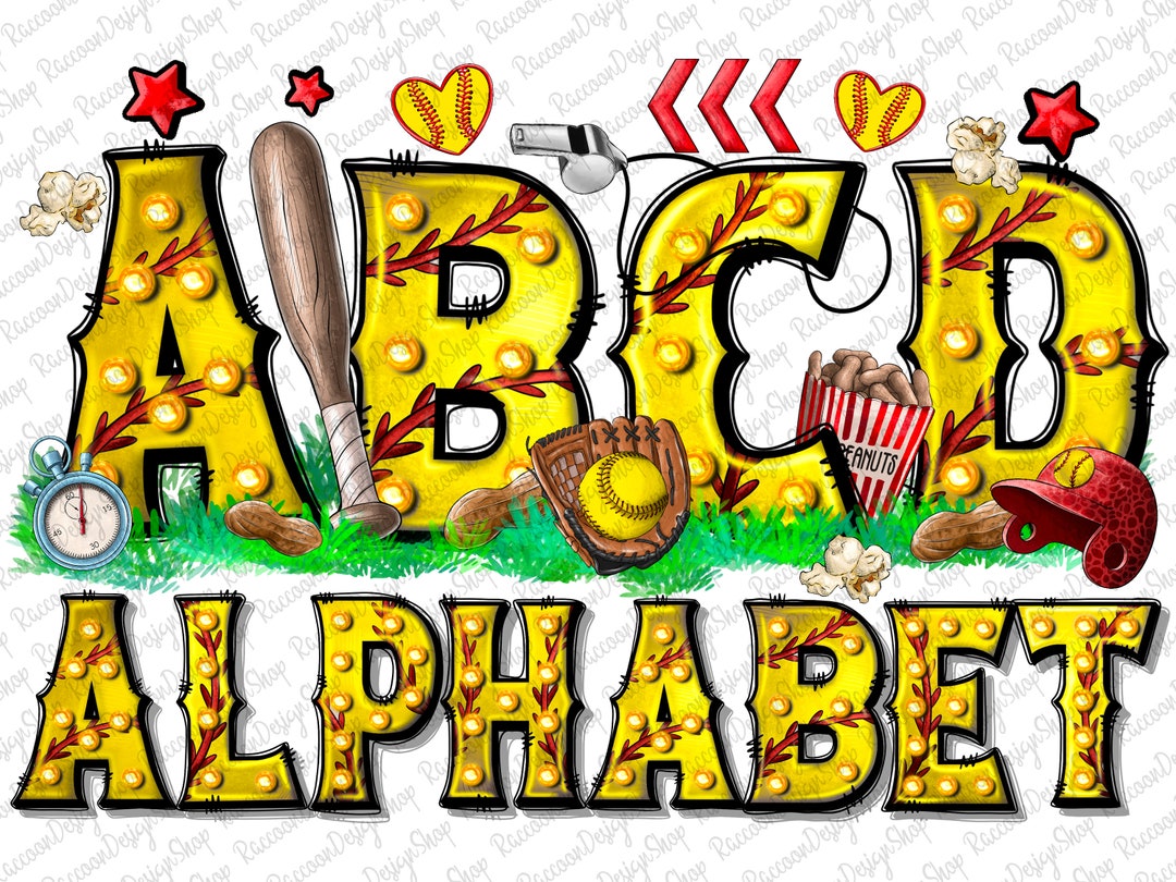 Softball Letters PNG With Leopard and Ball Stitching Background Pattern ...