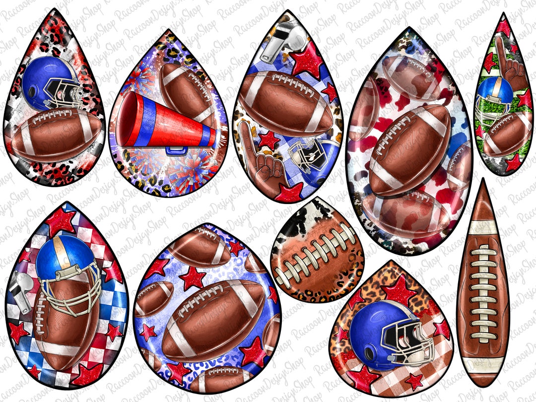 Football Teardrop Earrings Png Sublimation Design Bundle, Football Png ...