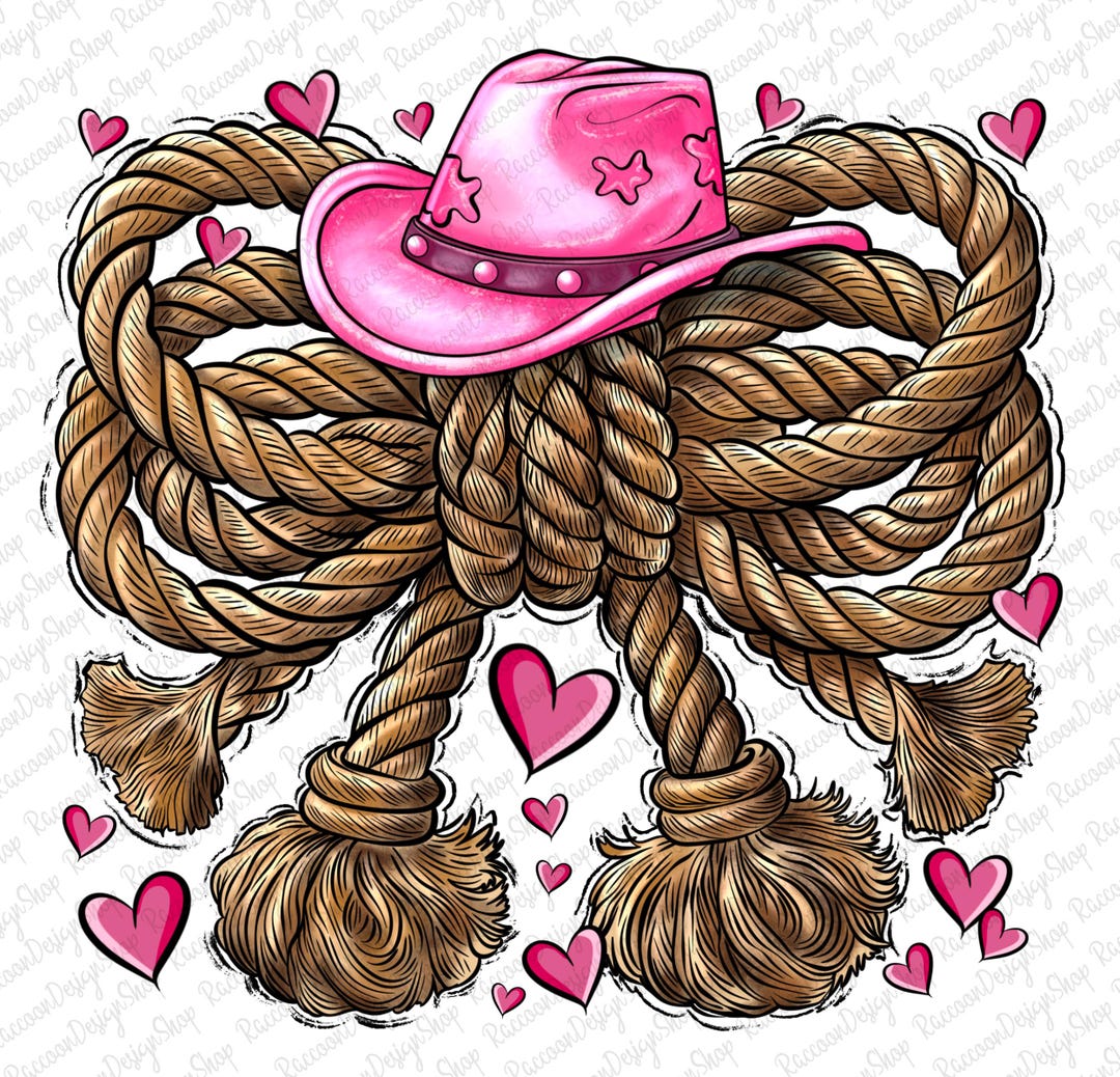 Rope Western Bow Png, Howdy Coquette Bow Png, Cowhide Bow Png, Coquette ...