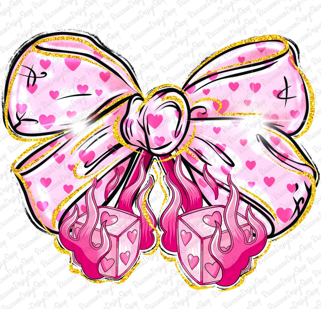 Valentine's Day Coquette Bow Png,feeling Lucky Dice Png, Valentine's ...